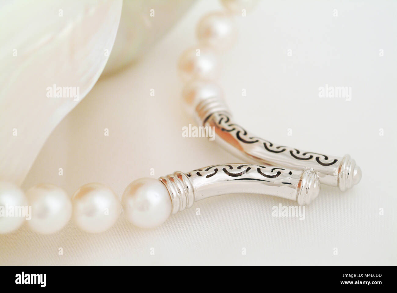 White south seas pinctada pearls necklace a sea shell Stock Photo - Alamy