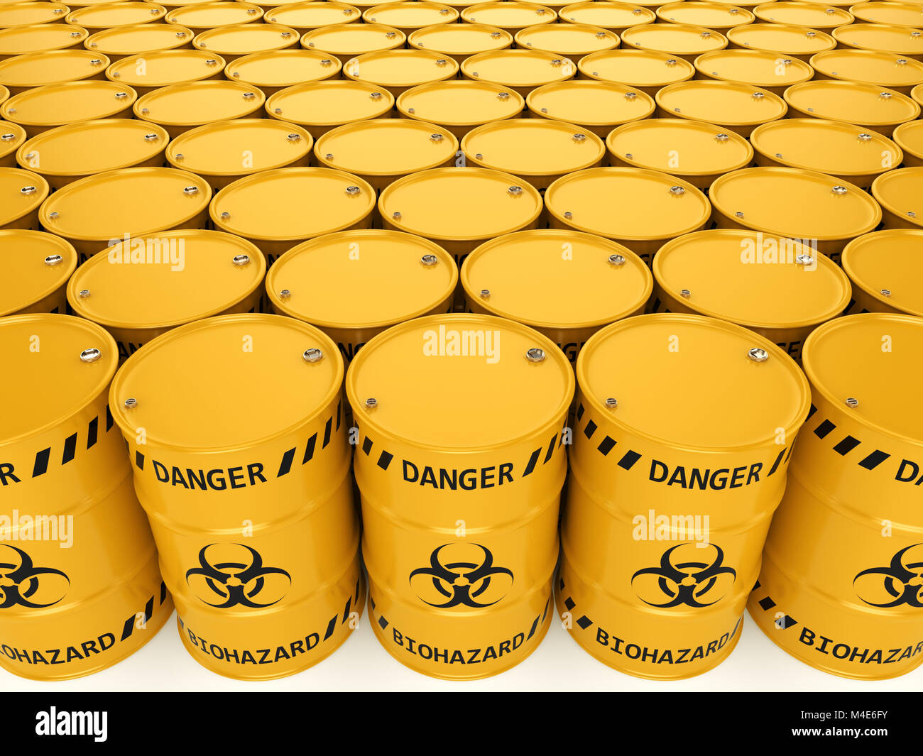 3D rendering biohazard barrels Stock Photo - Alamy