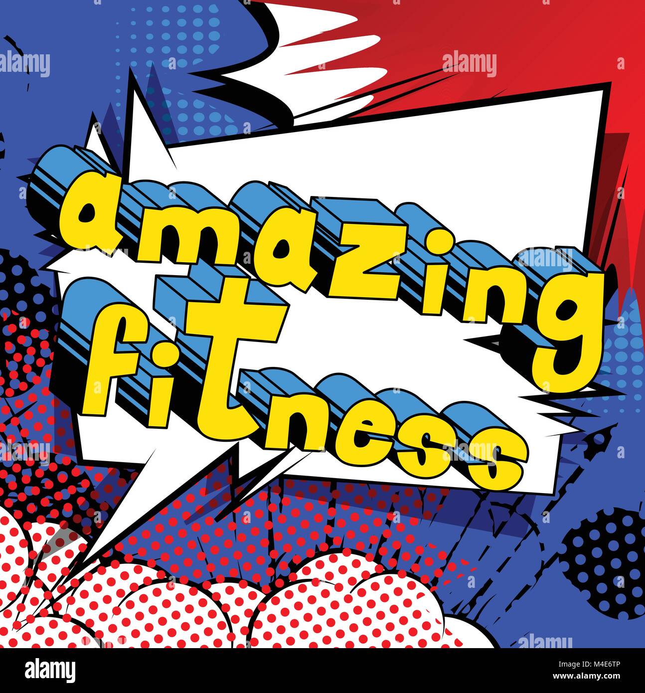 Amazing Fitness - Comic book style phrase on abstract background Stock ...