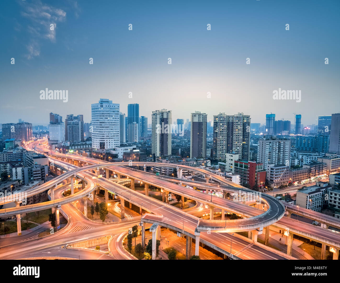 Beautiful interchange overpass city skyline hi-res stock photography ...