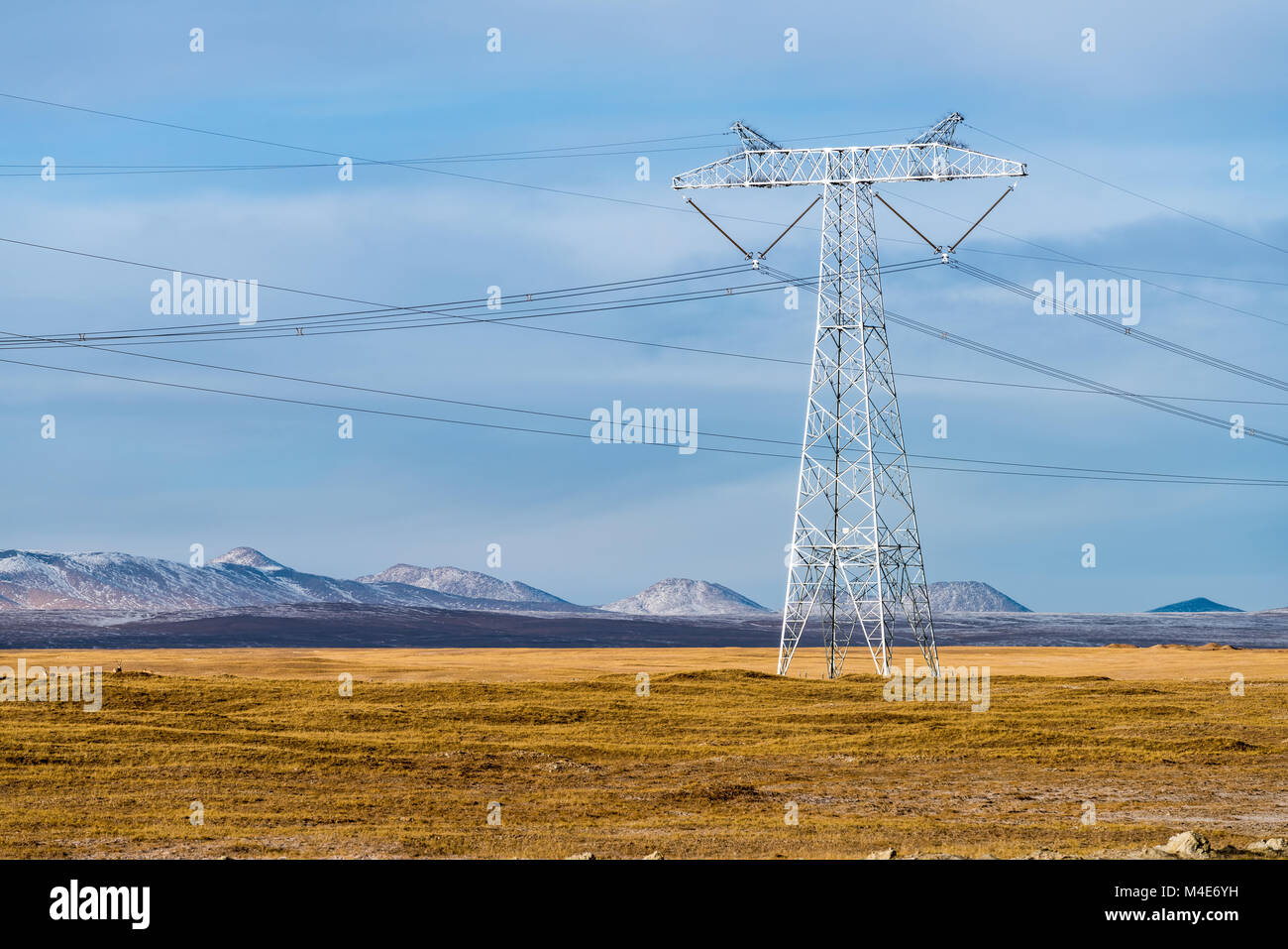 electric power pylon on plateau Stock Photo - Alamy