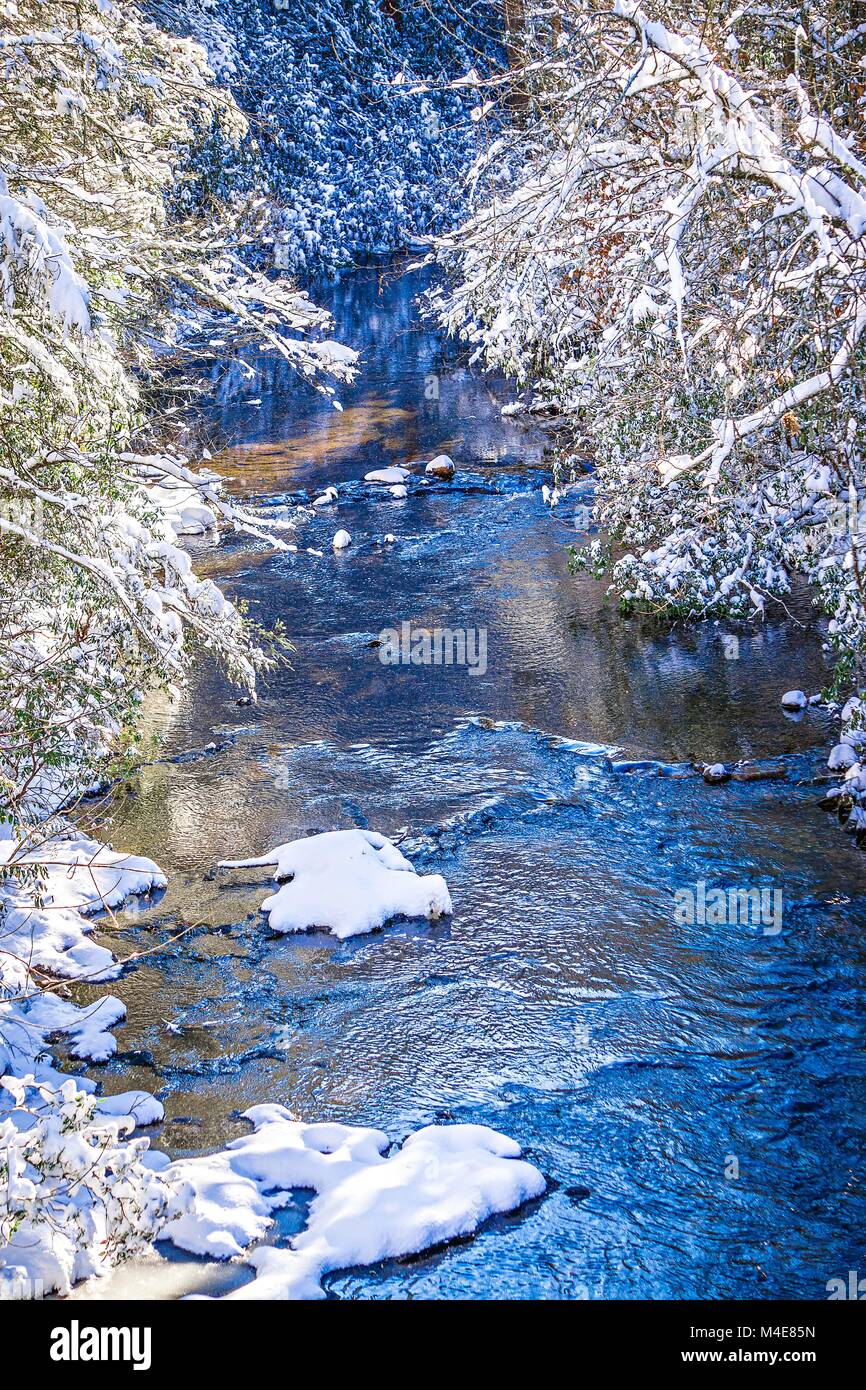 winter wonderland landscape along mountain river Stock Photo - Alamy