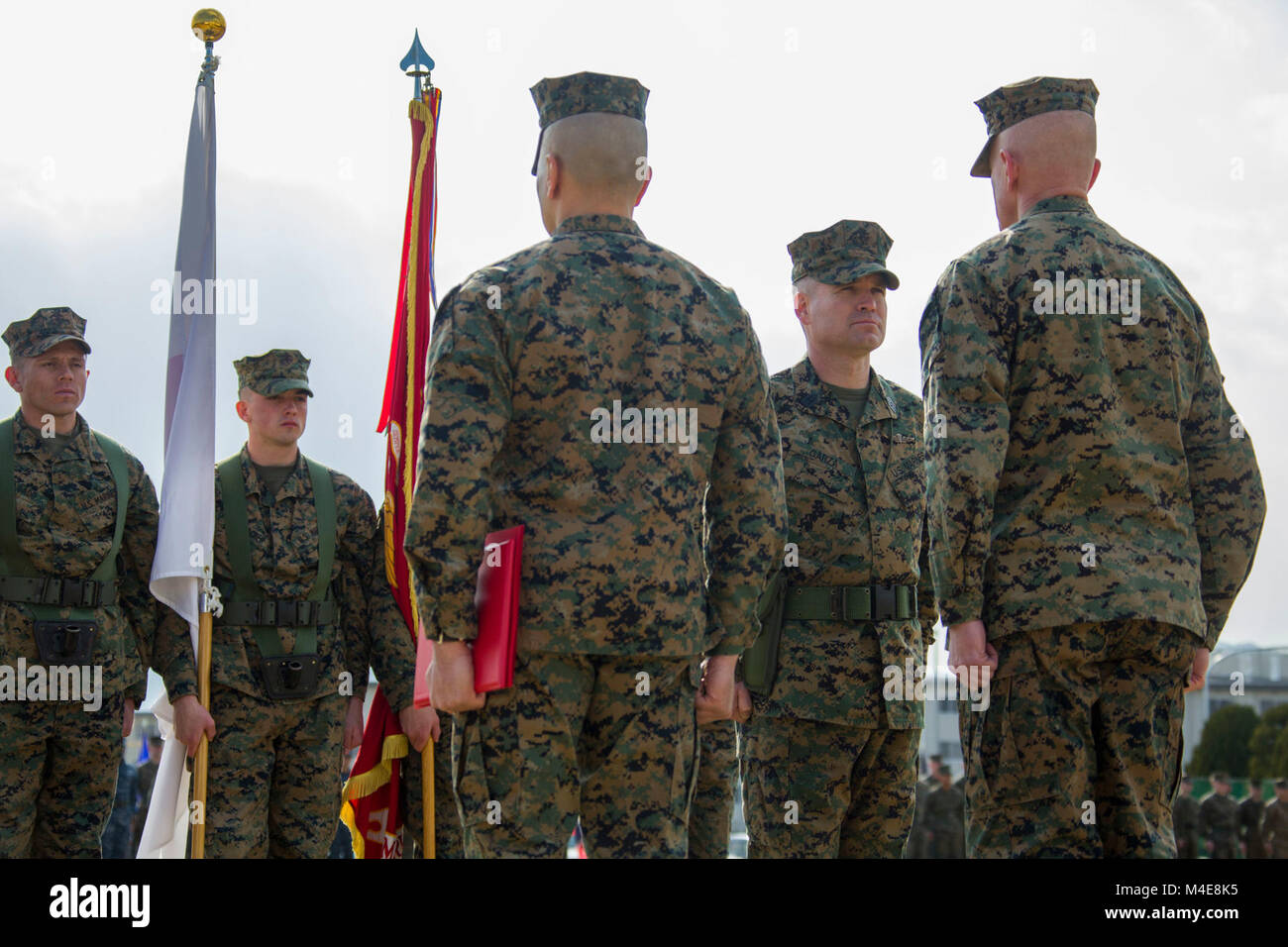 U.S. Marine Corps Brig. Gen. Paul Rock Jr., left, commanding general of ...