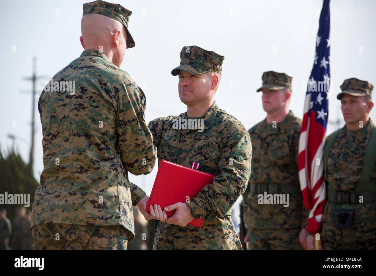 U.S. Marine Corps Brig. Gen. Paul Rock Jr., left, commanding general of ...