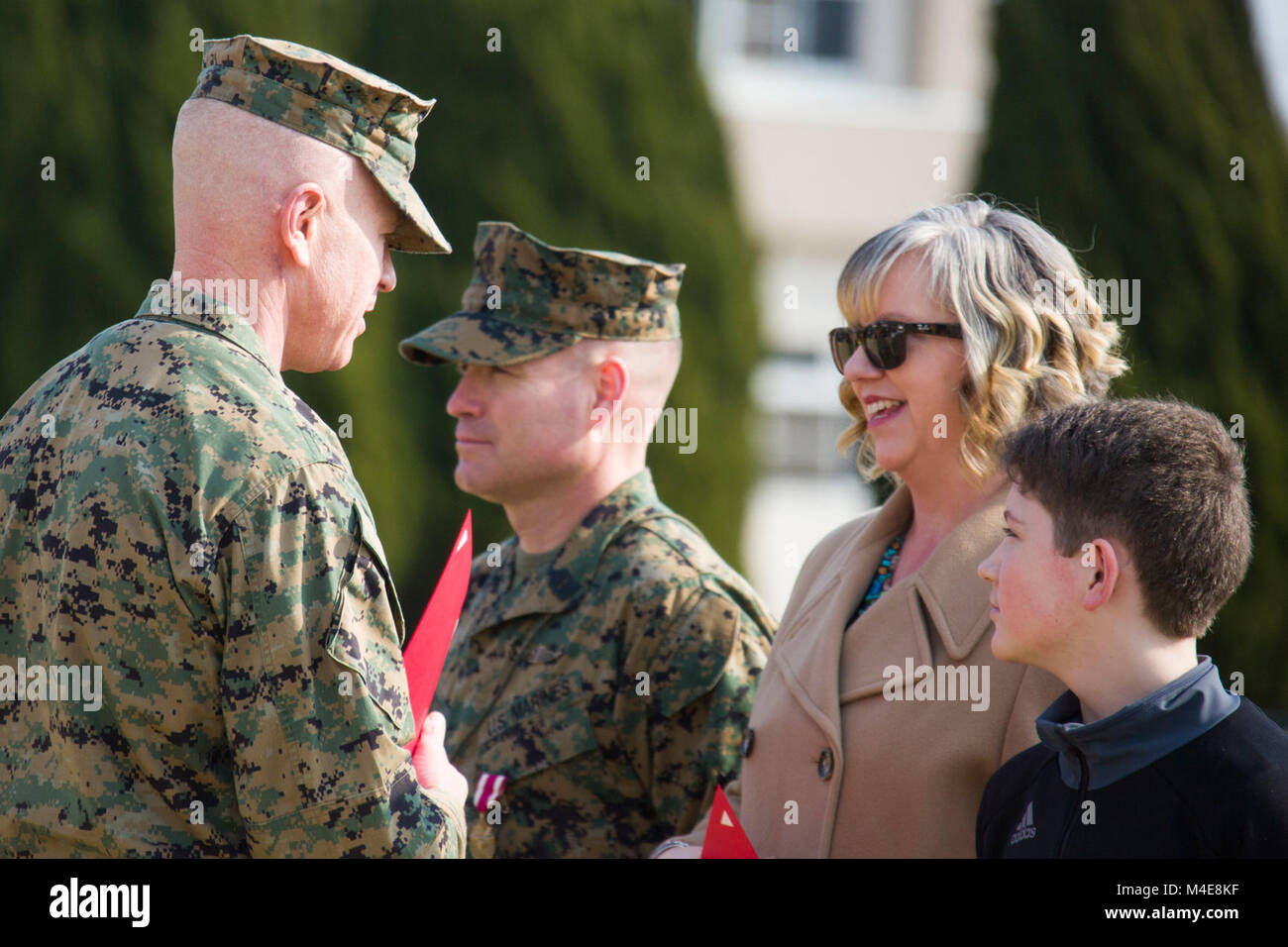 U.S. Marine Corps Brig. Gen. Paul Rock Jr., left, commanding general of ...