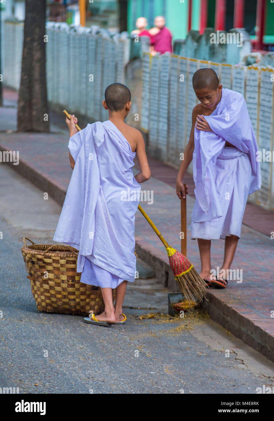Monks at the Mahagandayon Monastery in Amarapura Myanmar Stock Photo ...