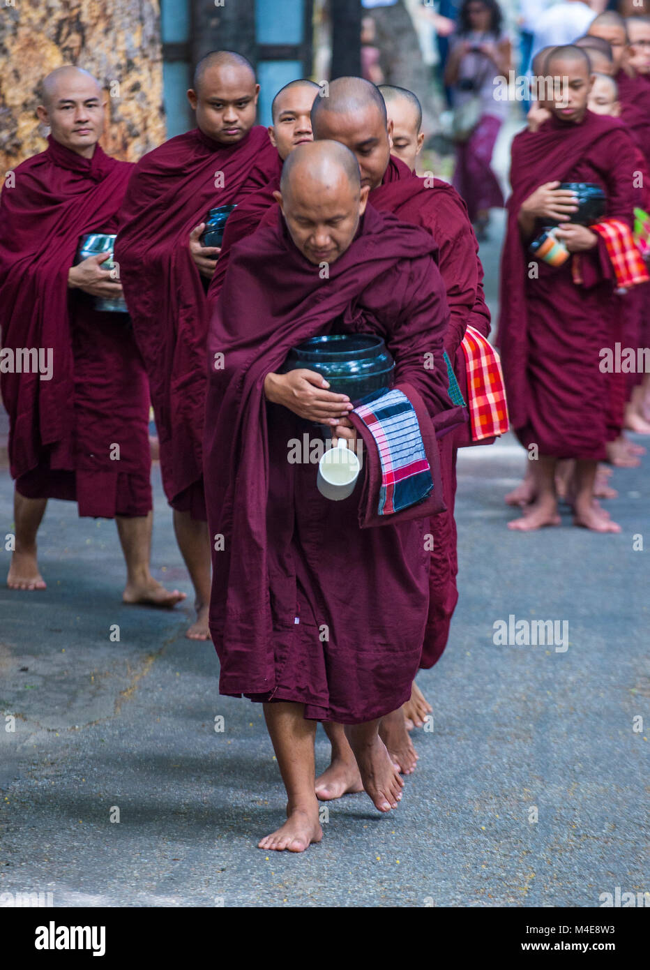 Monks at the Mahagandayon Monastery in Amarapura Myanmar Stock Photo ...