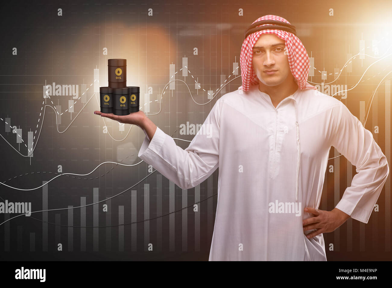 Arab businessman supporting oil price Stock Photo - Alamy