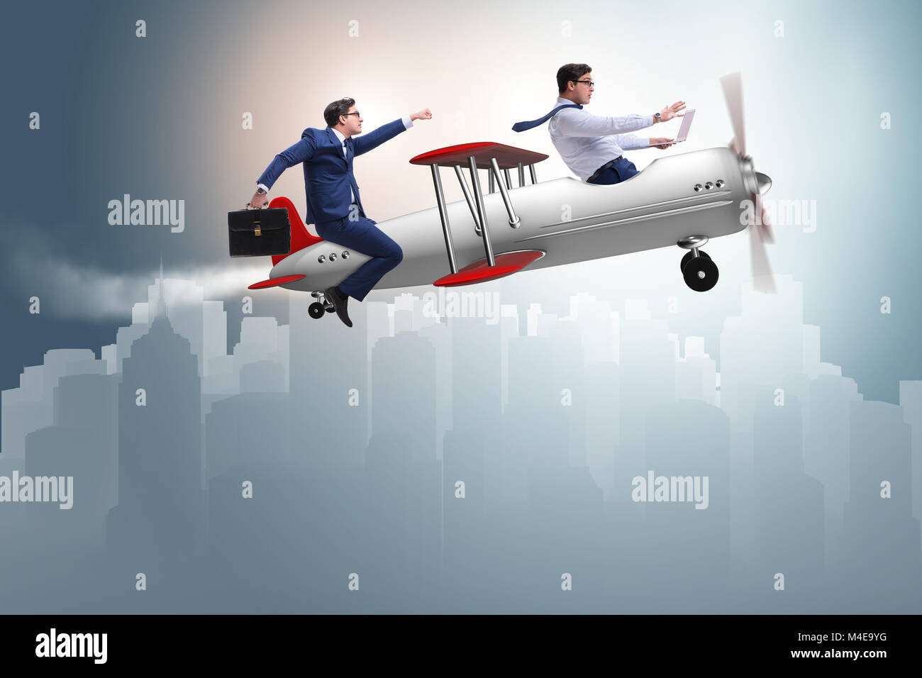 Businessman flying on vintage hi-res stock photography and images - Alamy