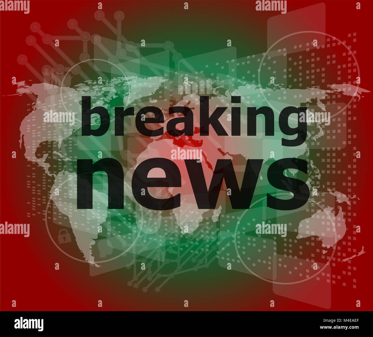News and press concept: words breaking news on digital screen Stock ...