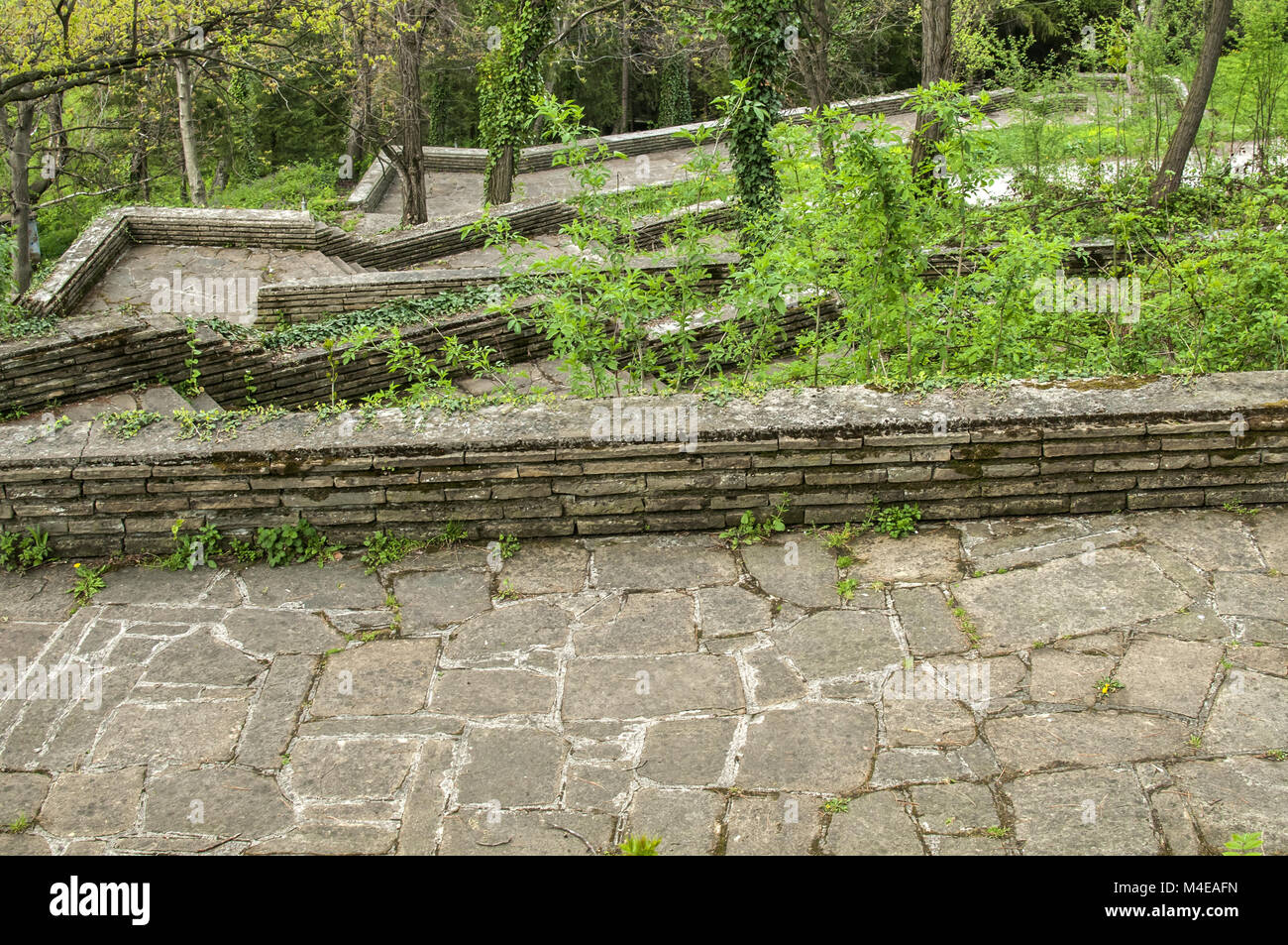 Paths with stairs in park Stock Photo - Alamy