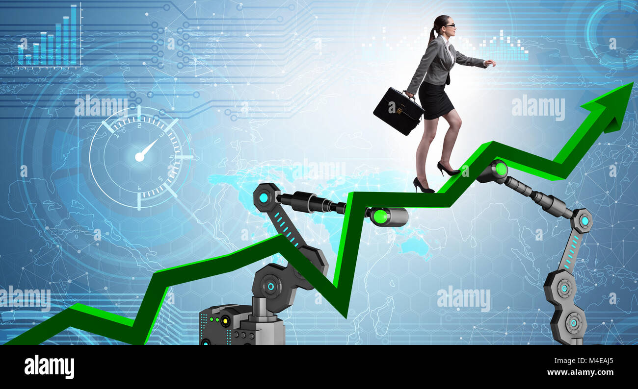 Businesswoman going up chart hi-res stock photography and images - Alamy