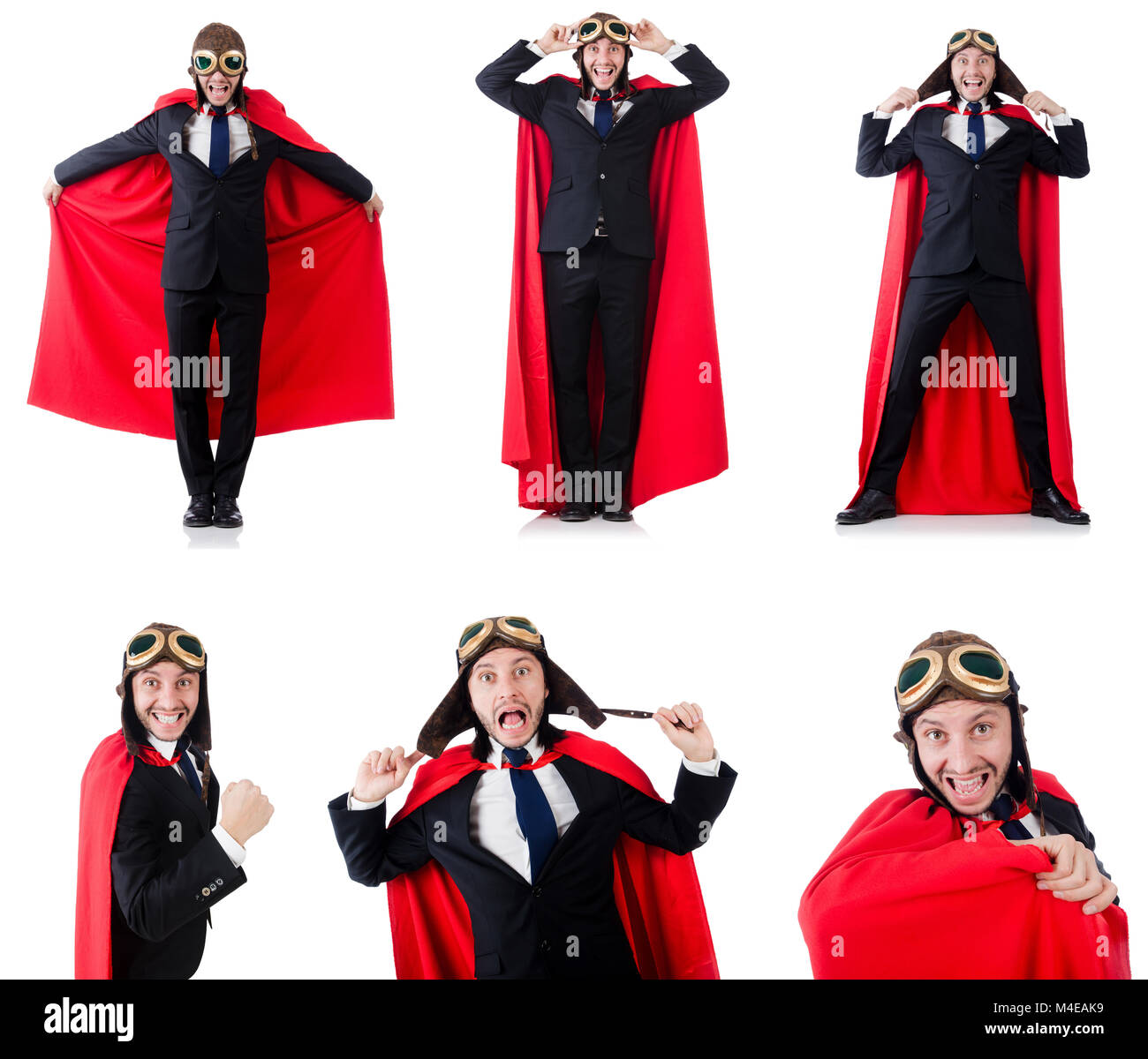 Man in red cover isolated on white Stock Photo - Alamy