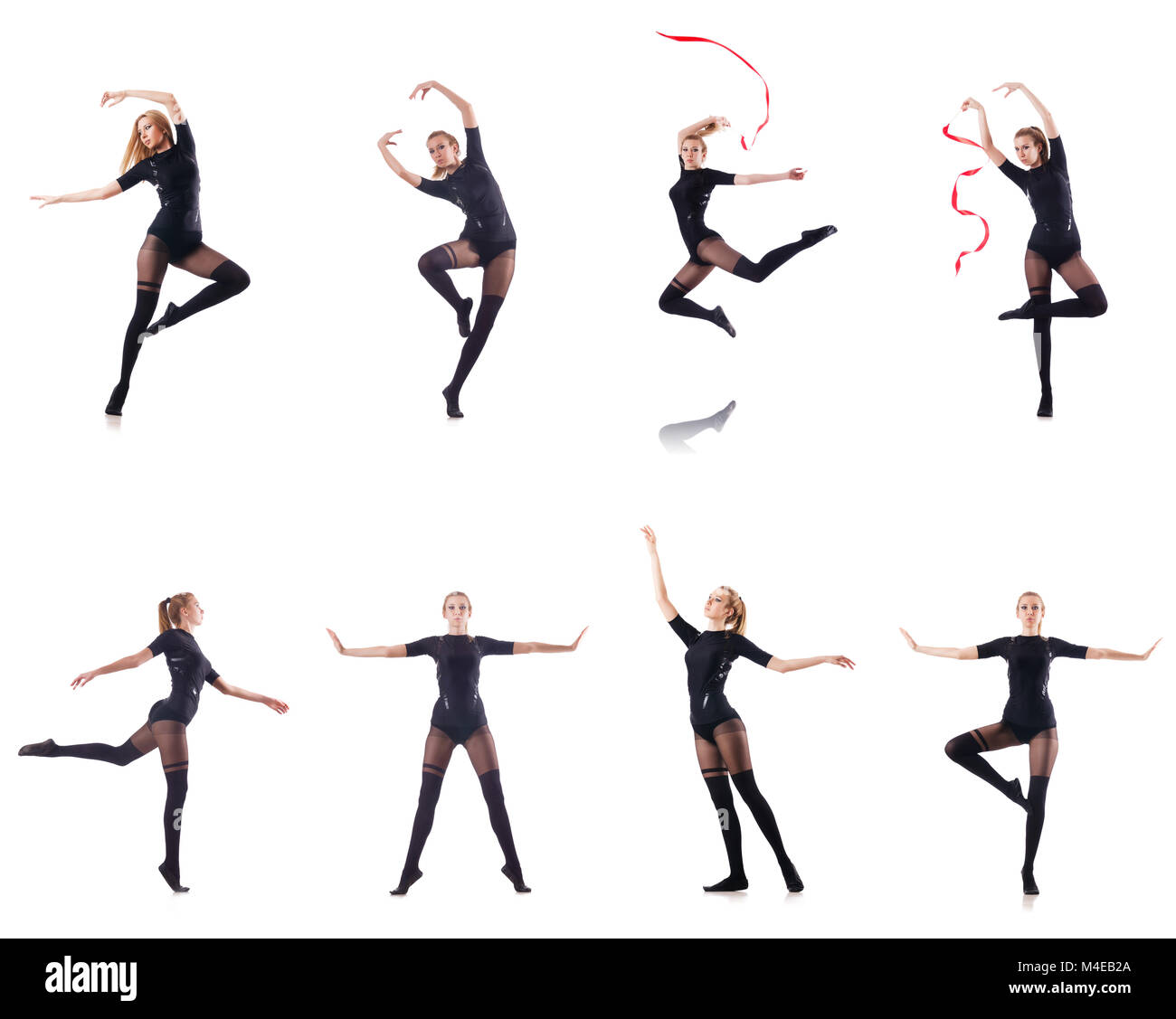 Young woman dancing on white background Stock Photo - Alamy