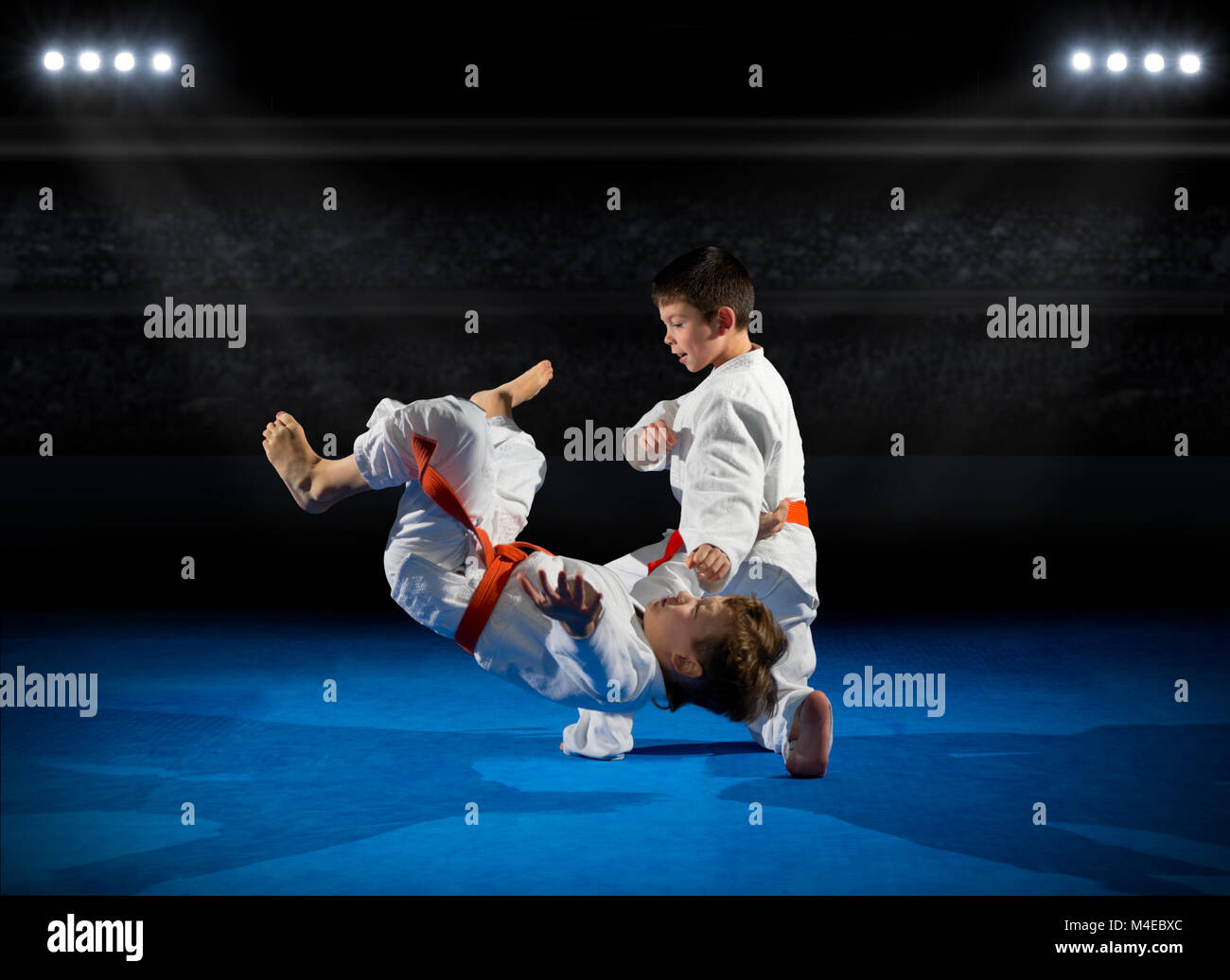 Little boys martial arts fighters at sports hall Stock Photo - Alamy