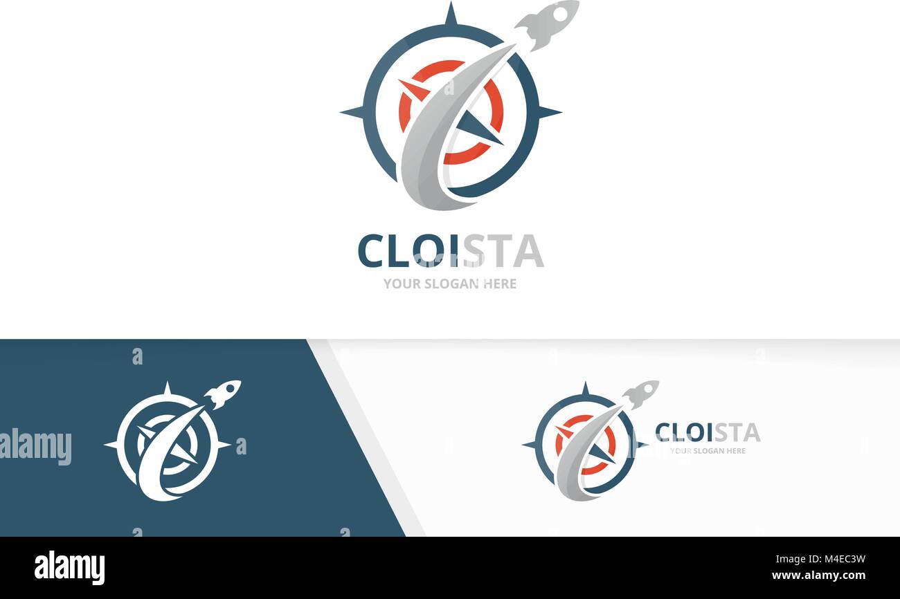 Vector compass and rocket logo combination. Navigation and airplane ...