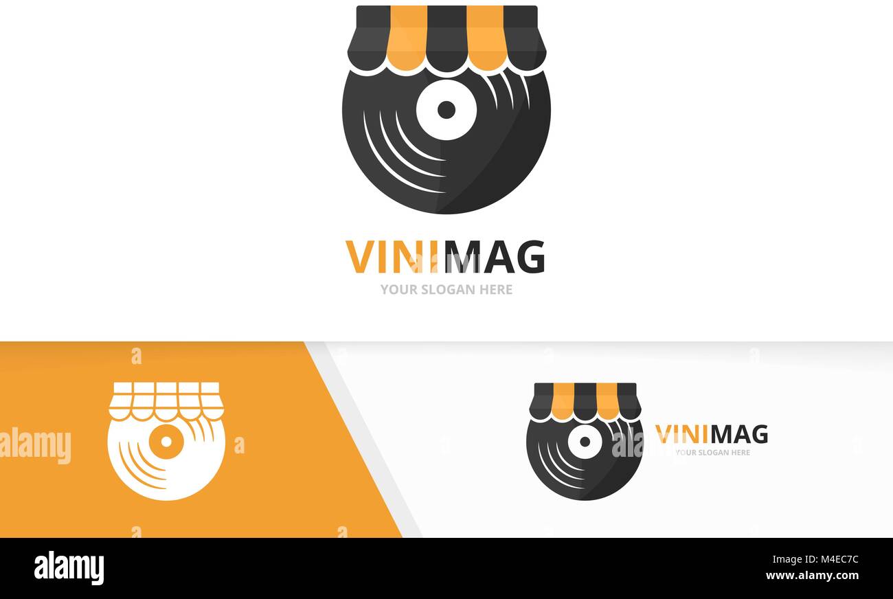Vector vinyl and shop logo combination. Record and sale symbol or icon ...
