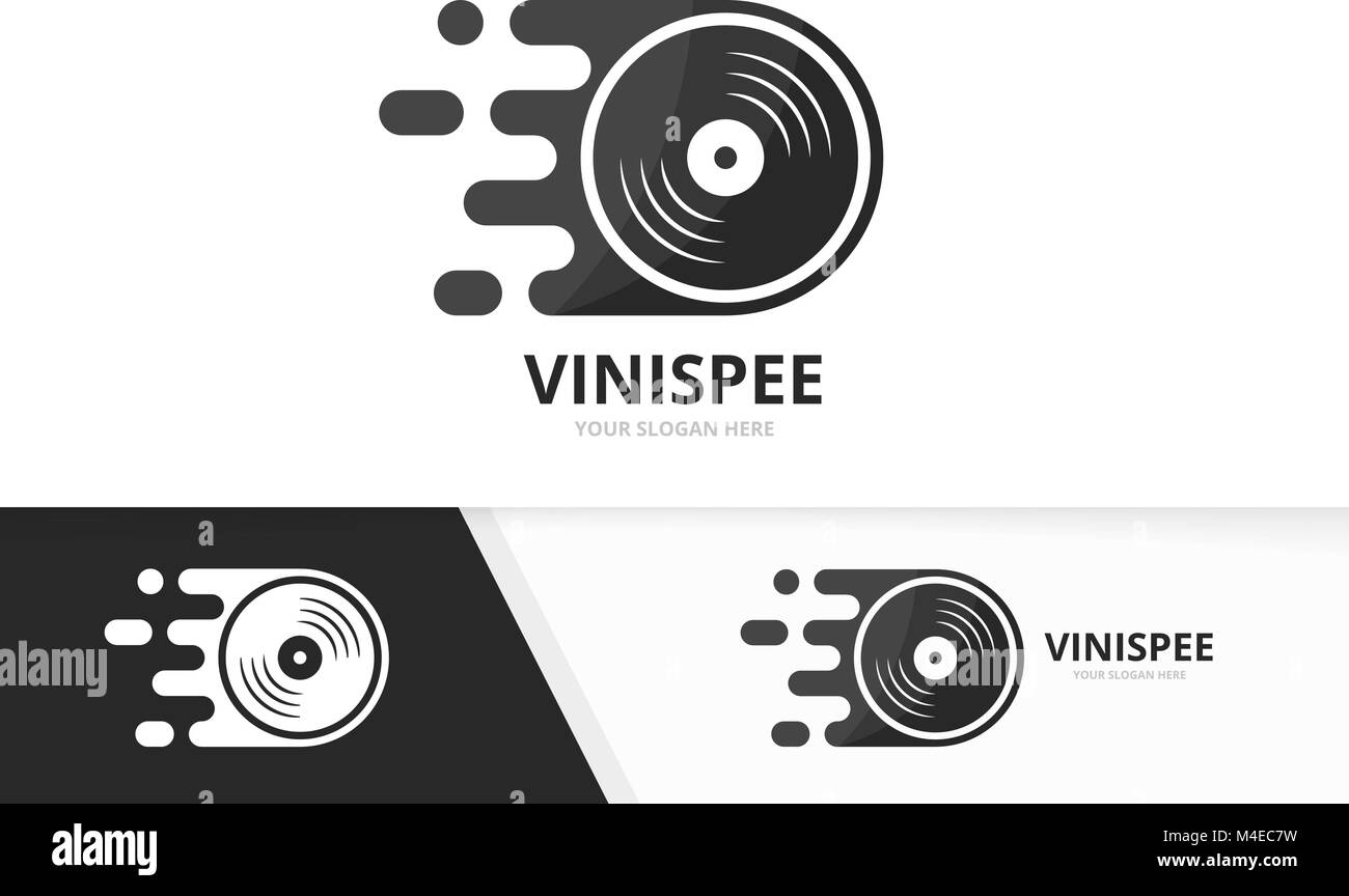 Vector fast vinyl logo combination. Speed record symbol or icon. Unique ...