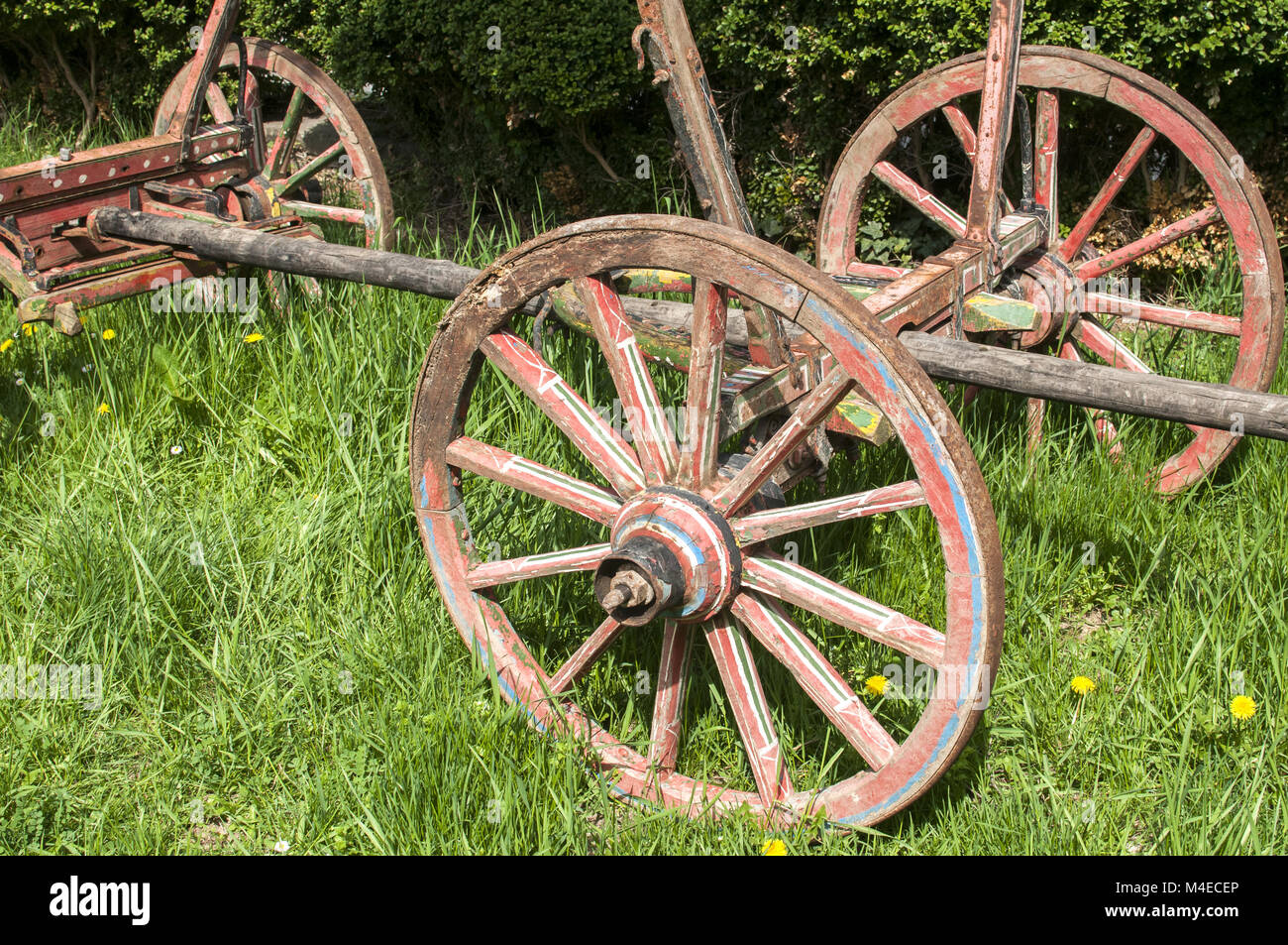 Old wooden cart wheels Stock Photo - Alamy