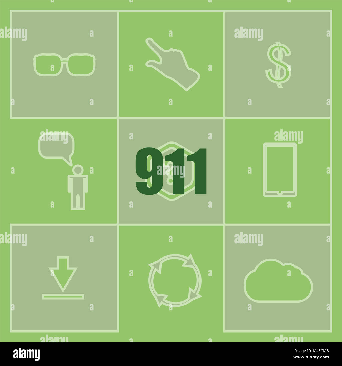 Text 911. Securitry concept . Set of infographics elements Stock Photo ...