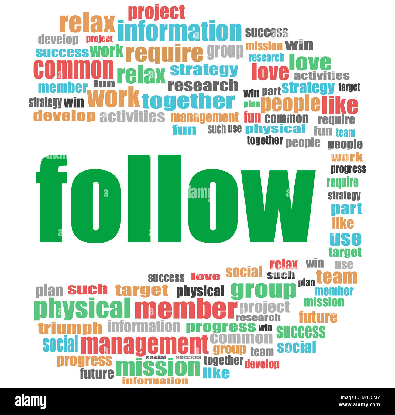 Social media concept. word Follow . Word cloud collage Stock Photo - Alamy