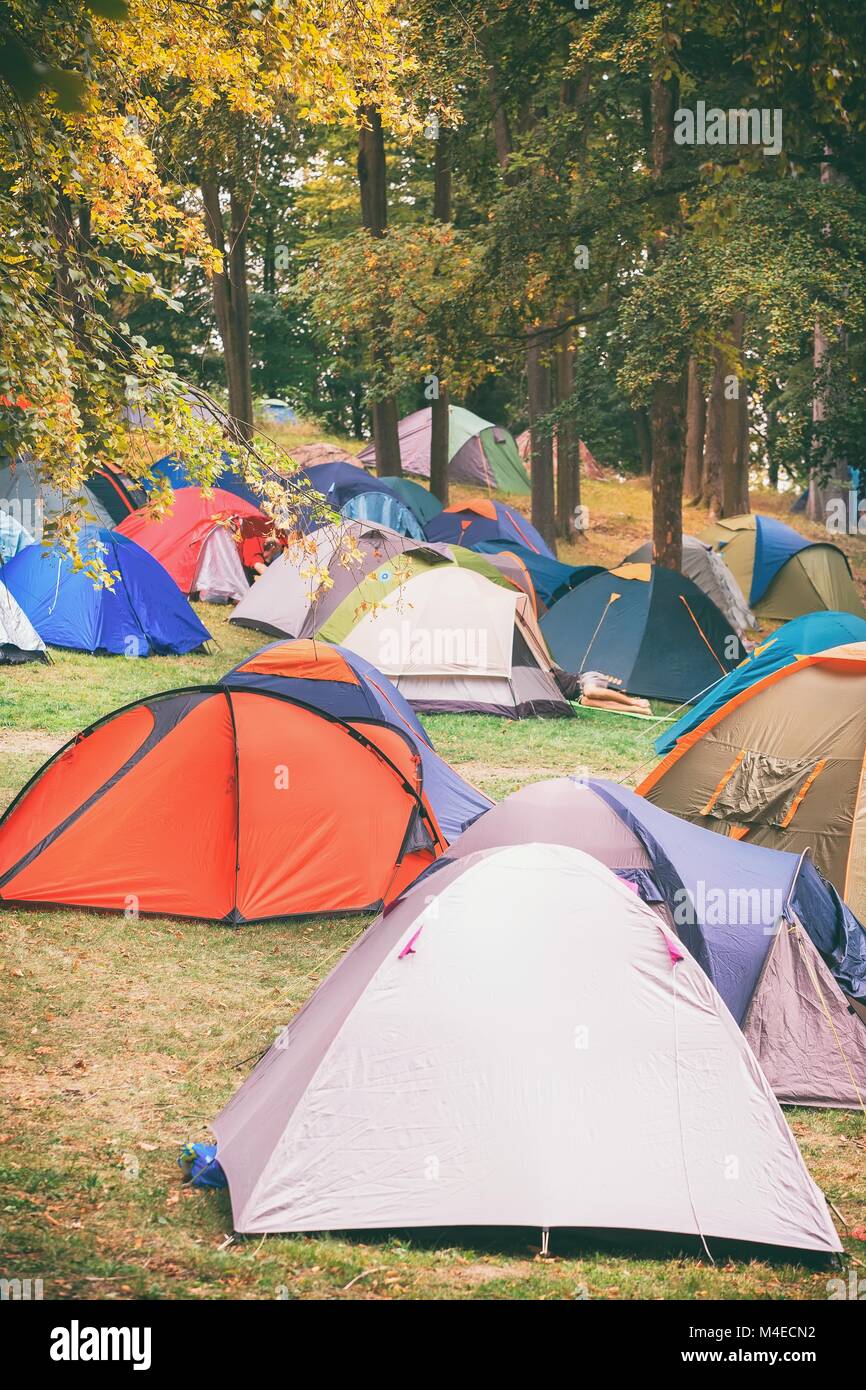 Many tents in nature Stock Photo - Alamy