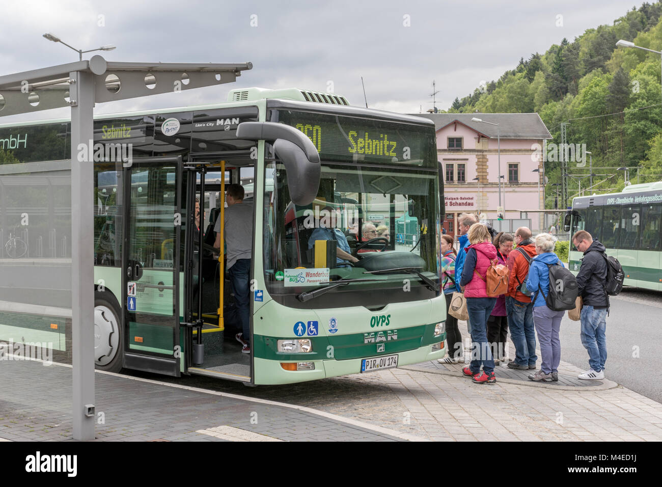 Excursion bus in Bad Schandau Stock Photo - Alamy