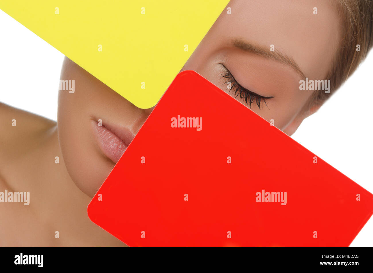 Female referee yellow card hi-res stock photography and images - Alamy