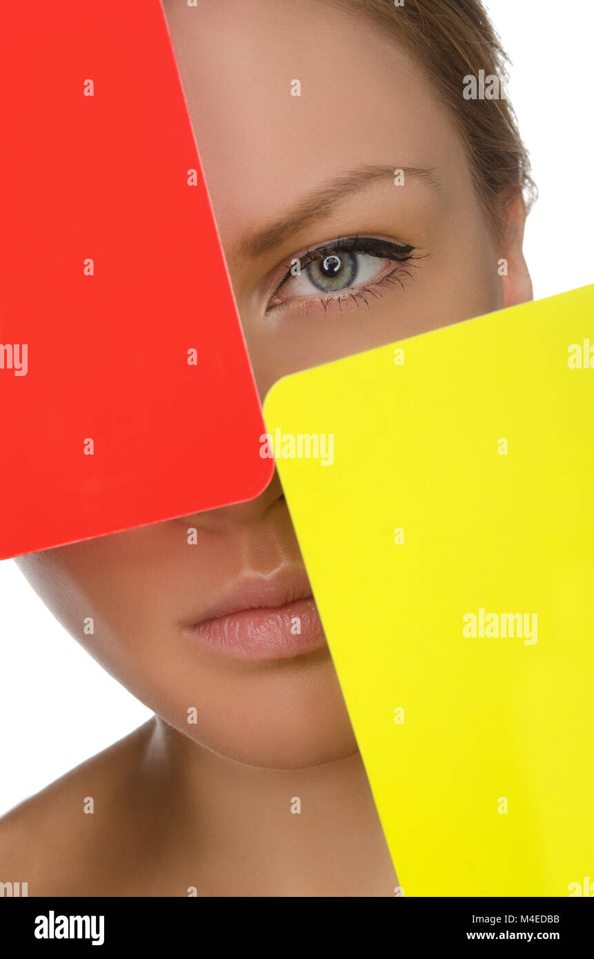 Female referee yellow card hi-res stock photography and images - Alamy