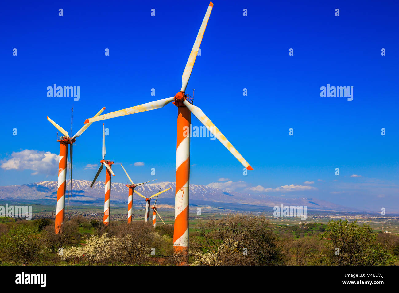 Several huge modern windmills Stock Photo - Alamy