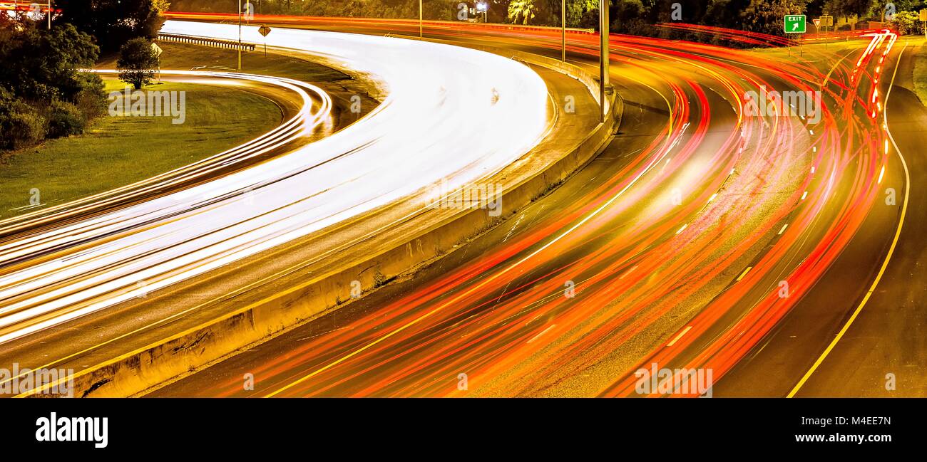 cars traffic commute on highway at night Stock Photo - Alamy
