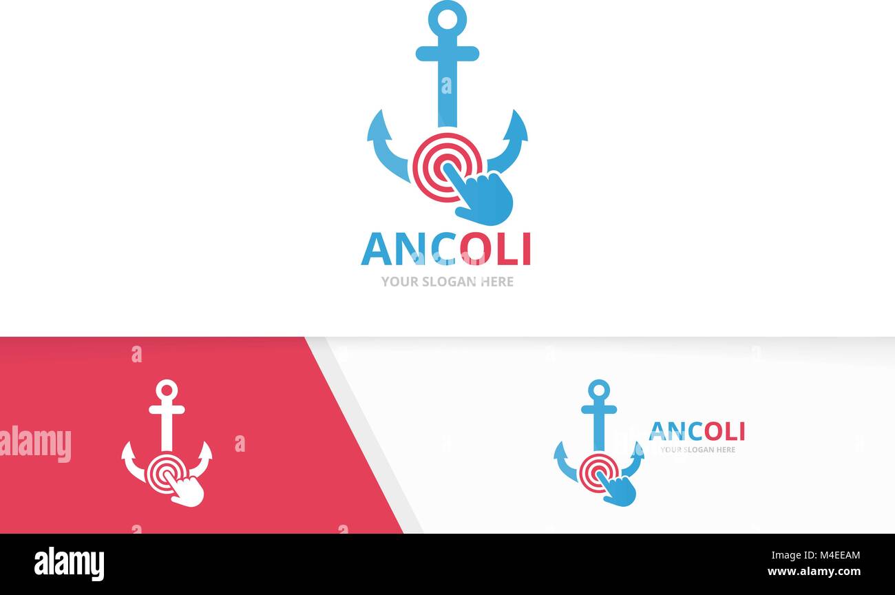 Vector anchor and click logo combination. Marine and cursor symbol or ...