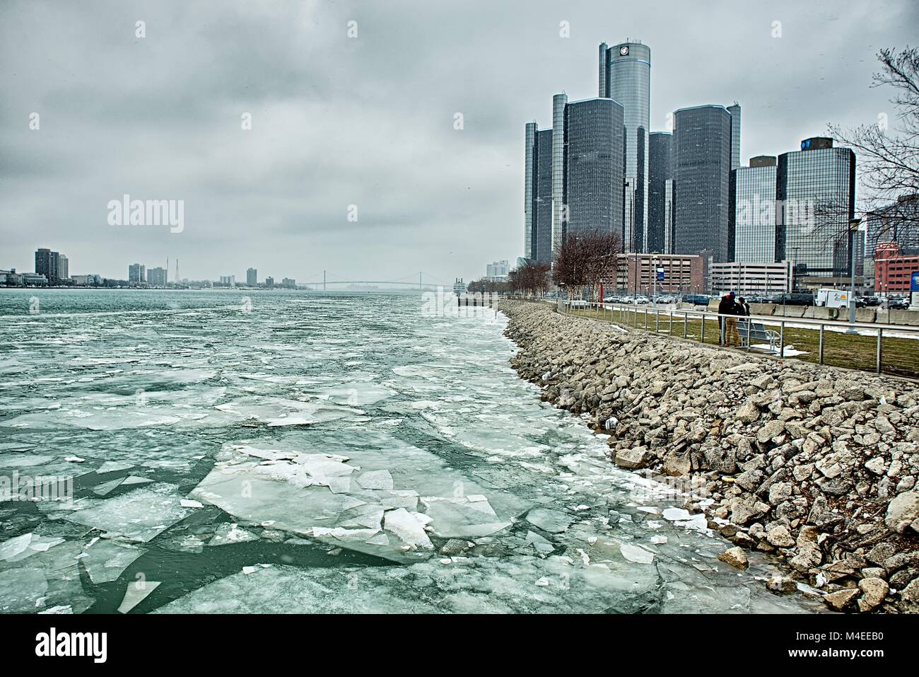 Downtown Detroit Michigan Sunset Stock Photos & Downtown Detroit ...