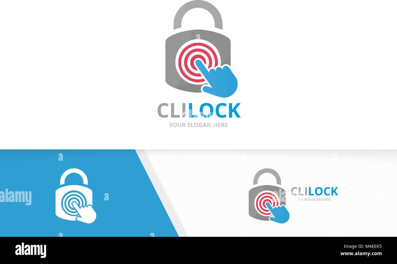 Vector lock and click logo combination. Safe and cursor symbol or icon ...