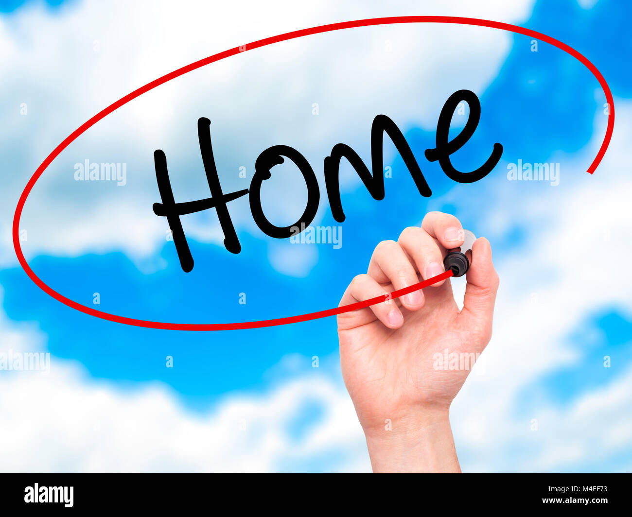 Man Hand writing Home with black marker on visual screen Stock Photo ...