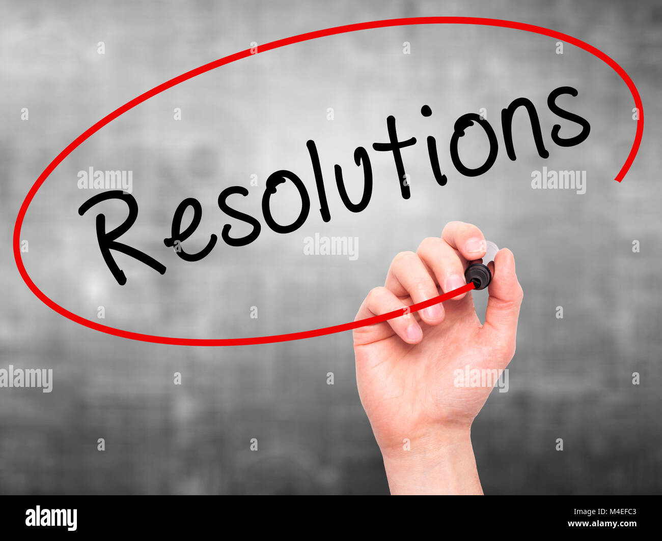 Man hand writing Resolutions on visual screen Stock Photo - Alamy