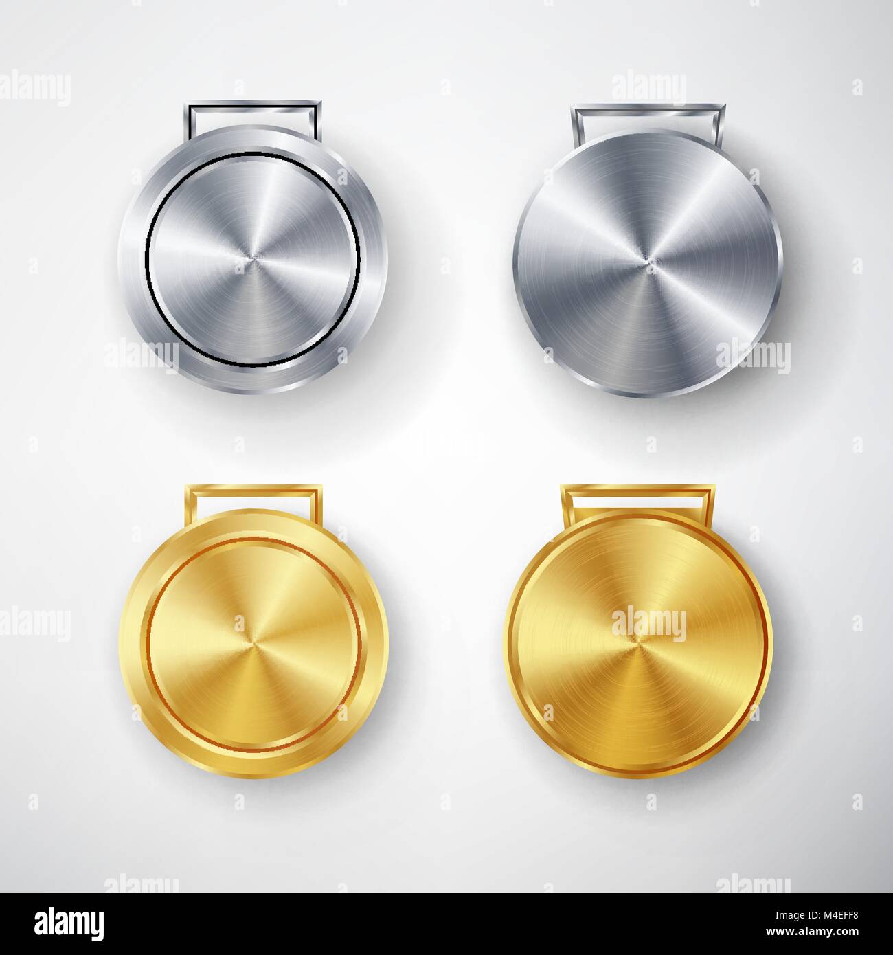 Competition Games Golden And Silver Medal Set Template Vector ...