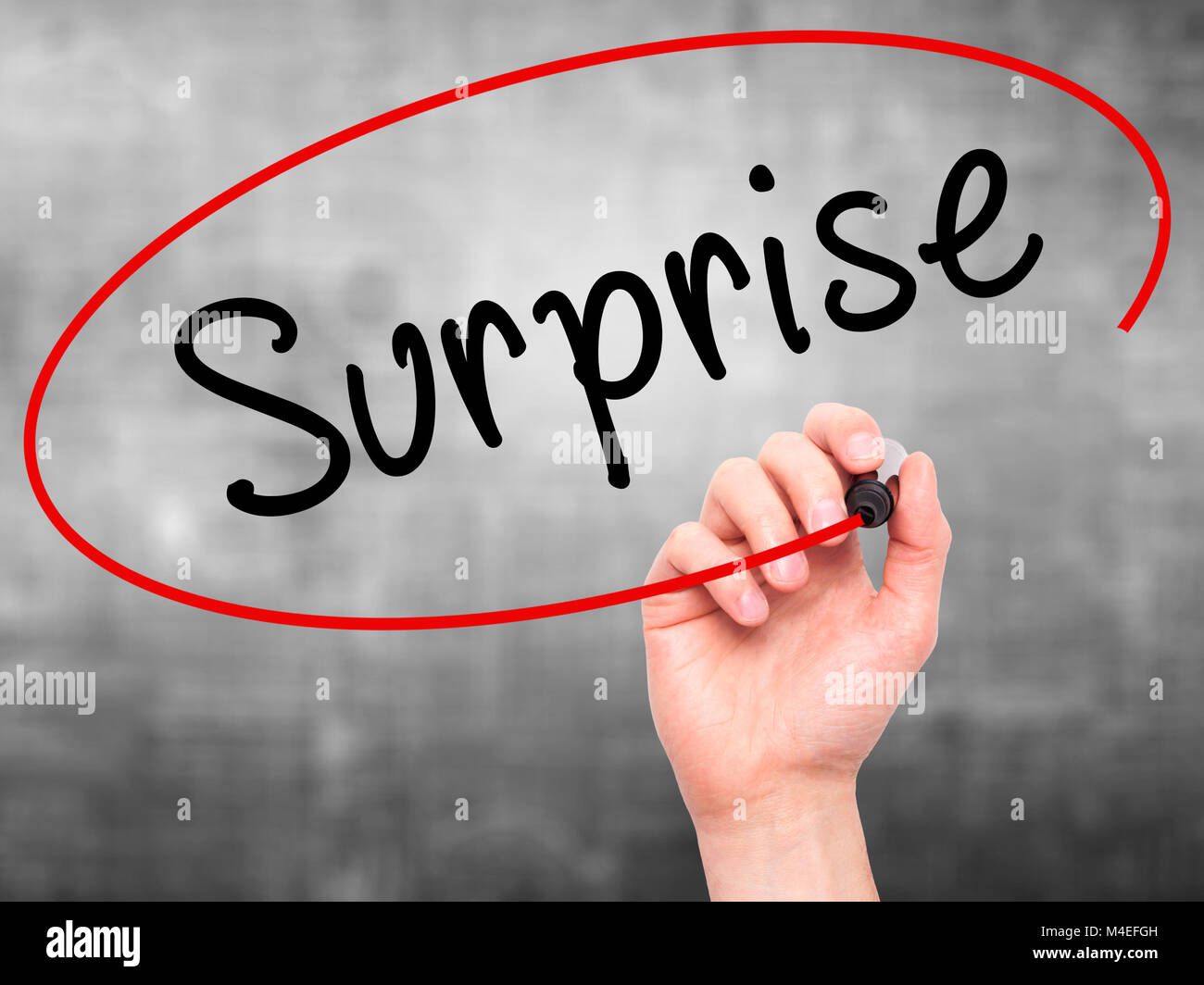 Man hand writing Surprise on visual screen Stock Photo - Alamy