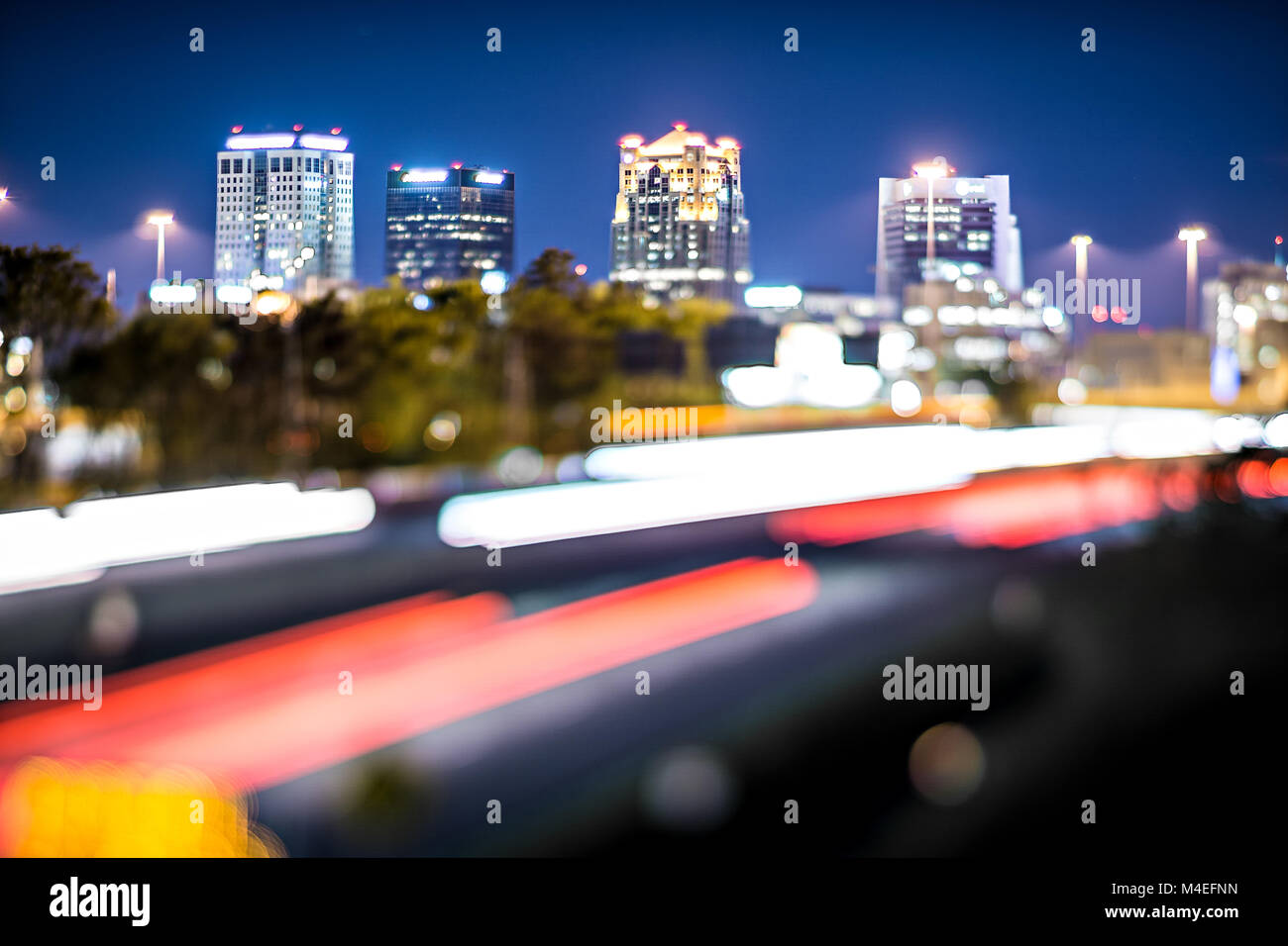 birmingham alabama city skyline and highway traffic trails Stock Photo ...