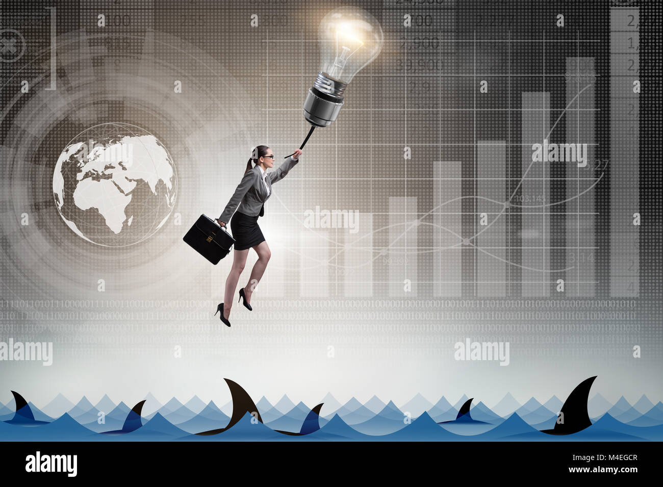 Business concept with lamp and businessman Stock Photo - Alamy
