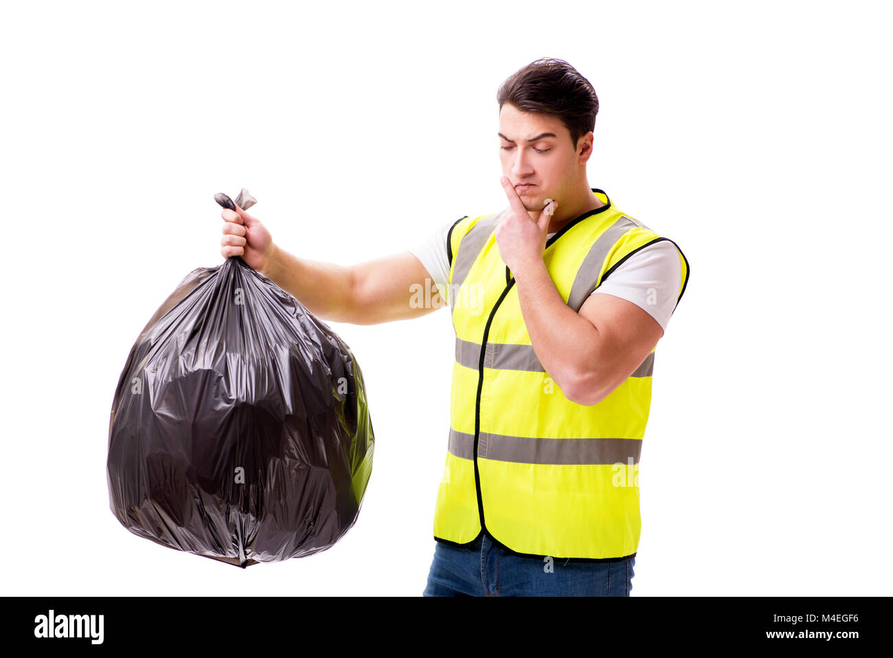 Worker throwing garbage bin hi-res stock photography and images - Alamy