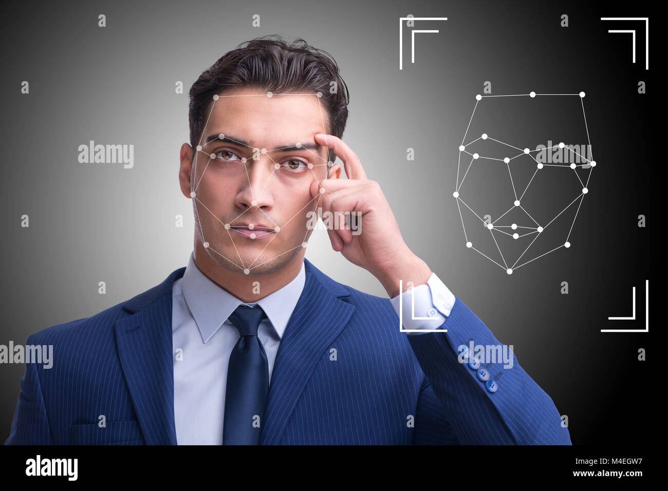 Man in face recognition concept Stock Photo - Alamy