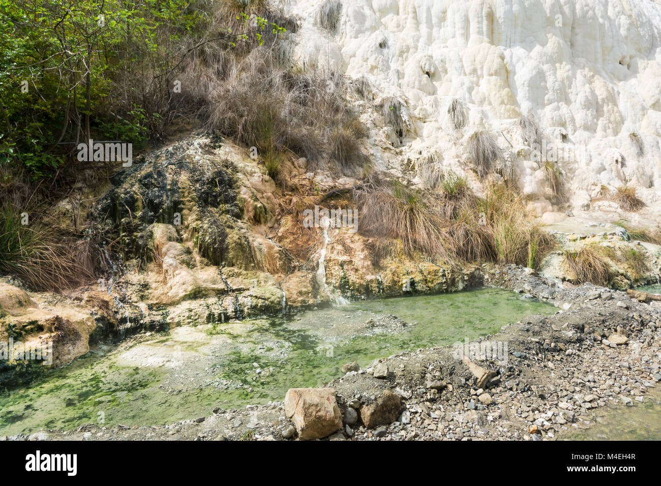 Limestone formations at the hot springs of the Bagni di San Filippo in ...