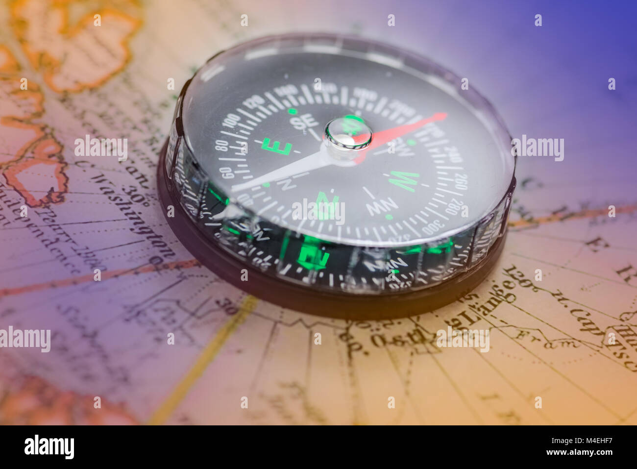 Old compass , magnifying glass hi-res stock photography and images - Alamy