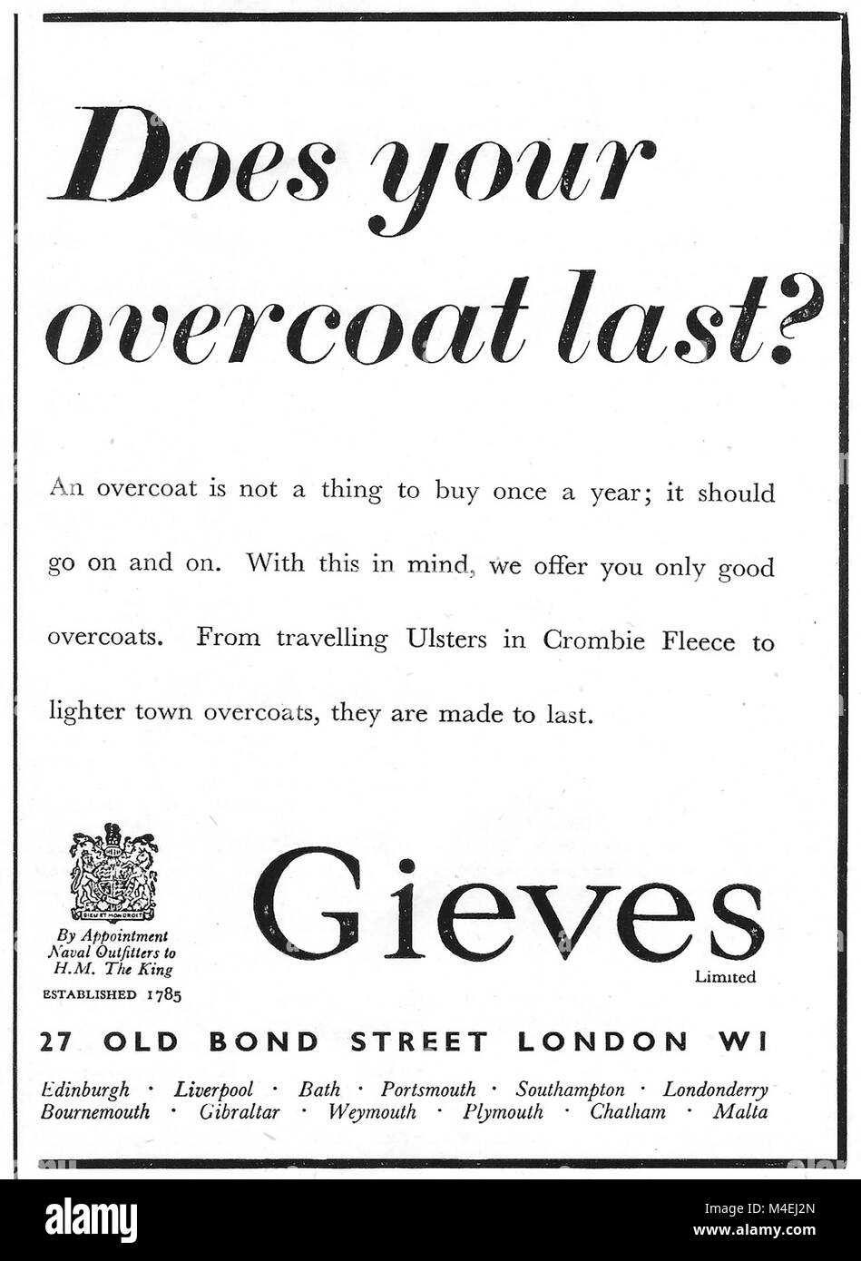 Gieves overcoat coat advert, advertising in Country Life magazine UK ...