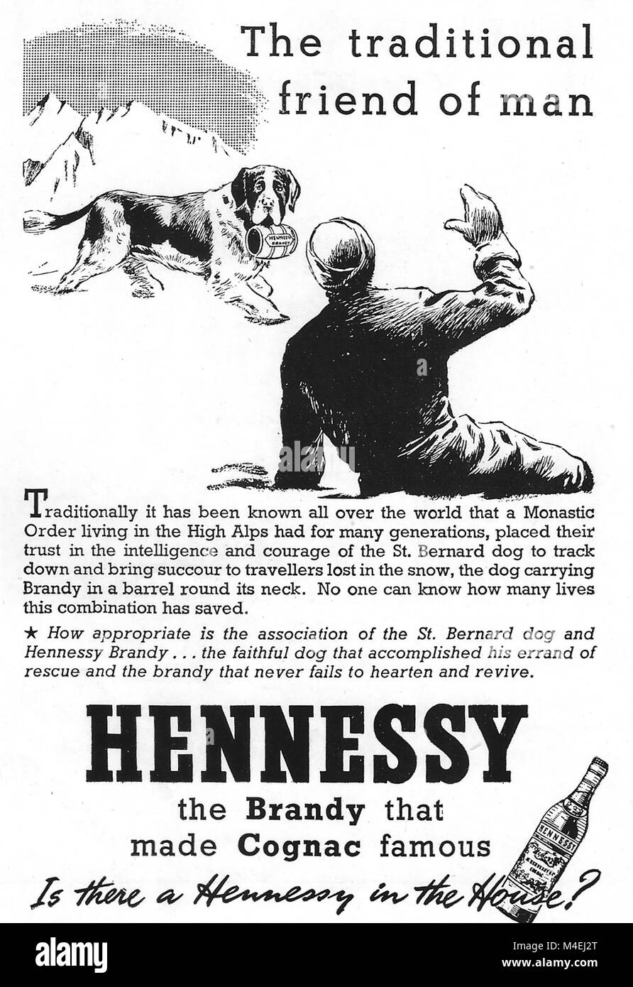 Hennessy brandy advert, advertising in Country Life magazine UK 1951 ...