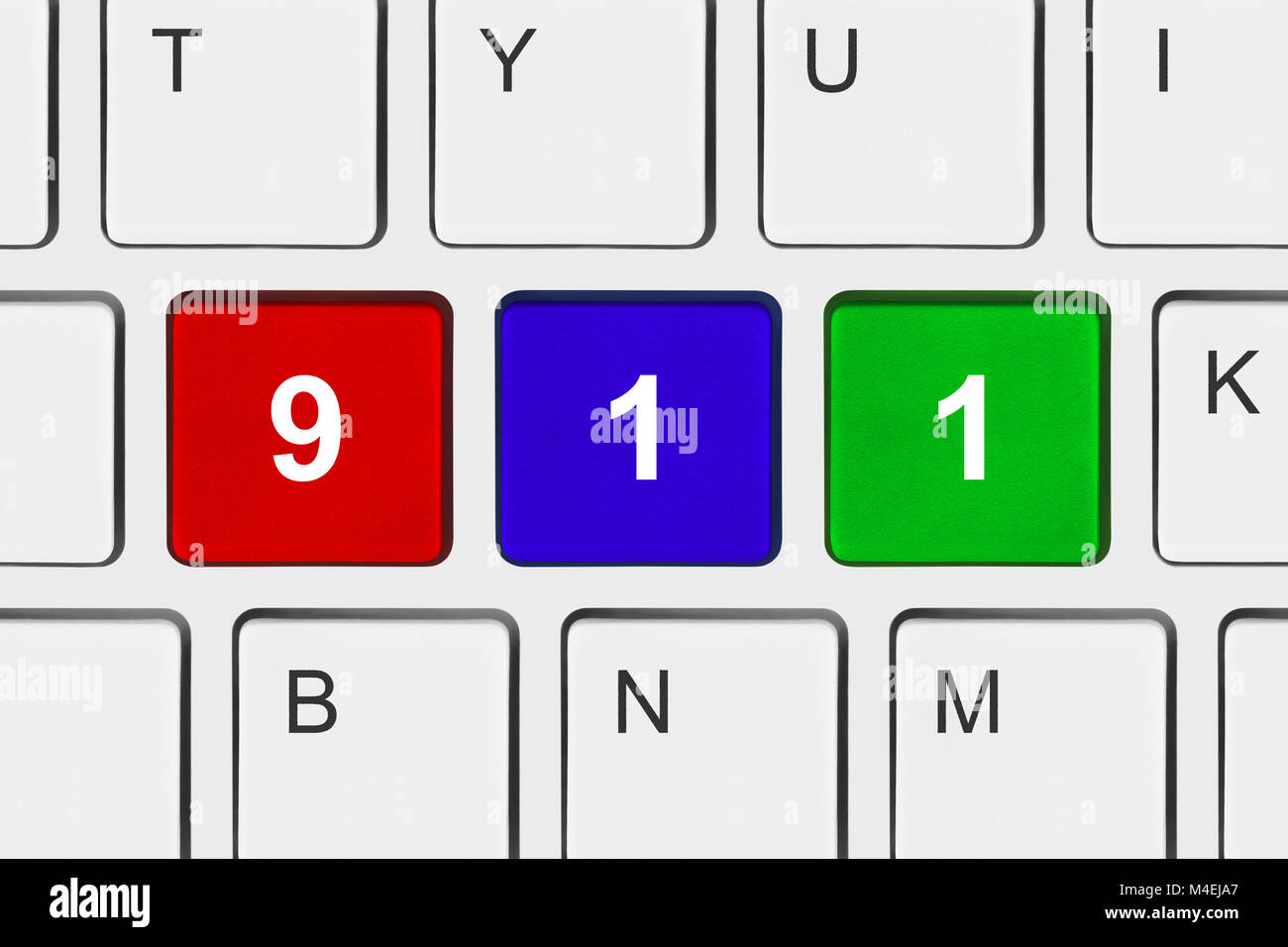Computer keyboard with 911 key Stock Photo - Alamy