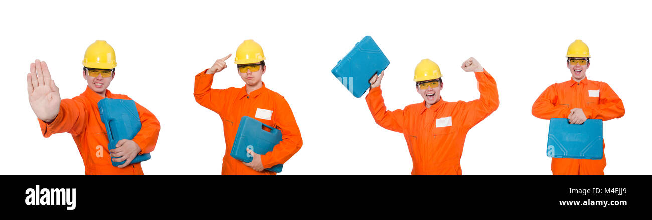 Industrial worker isolated on the white background Stock Photo - Alamy