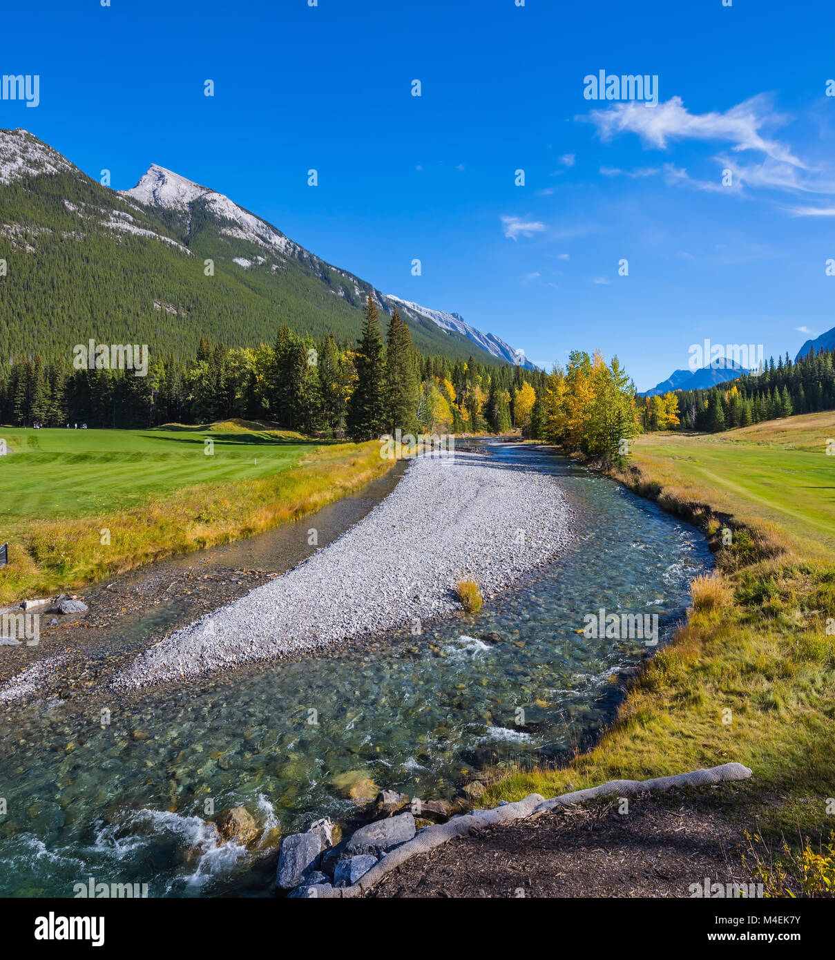 The stream among green grass lawns Stock Photo - Alamy
