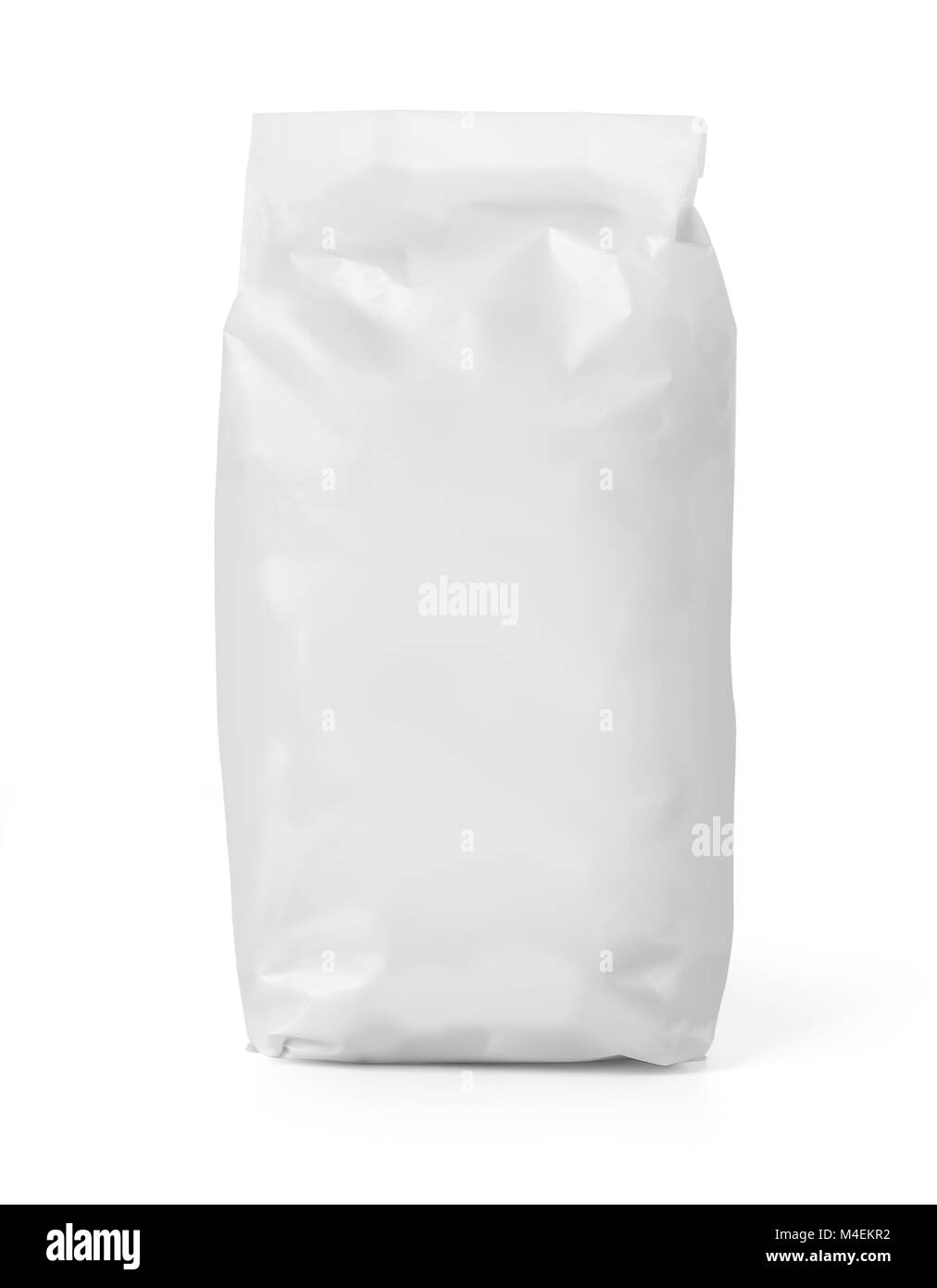 Blank paper bag package of flour isolated on white with clipping path ...